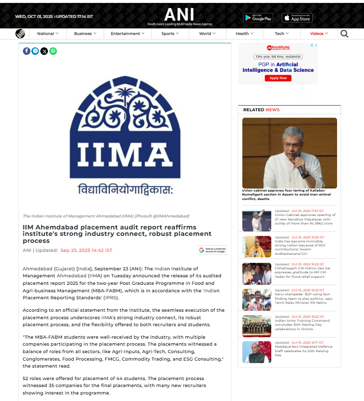 IIM Ahmedabad placements 2025: Top offers cross Rs 1.1 crore, average ...
