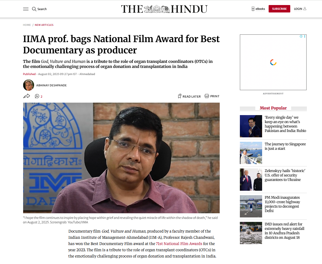 IIMA prof. bags National Film Award for Best Documentary as producer | IIMA